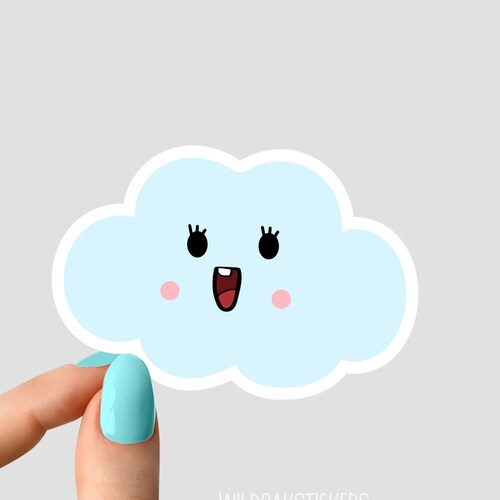 Blue Happy Cloud Stickers Funny Cloud Stickers for Tumblers - Etsy