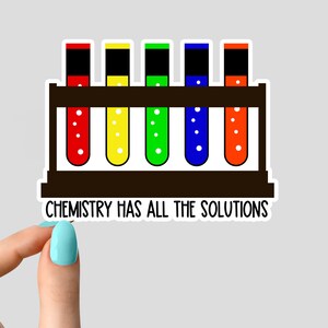Chemistry Has All the Solutions Sticker, Funny Lab Beaker Stickers ...