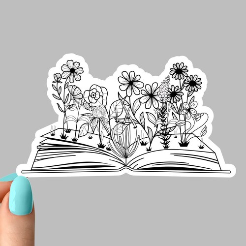 Stacked Books Flower 3 Stickers Funny Book Stickers Books - Etsy