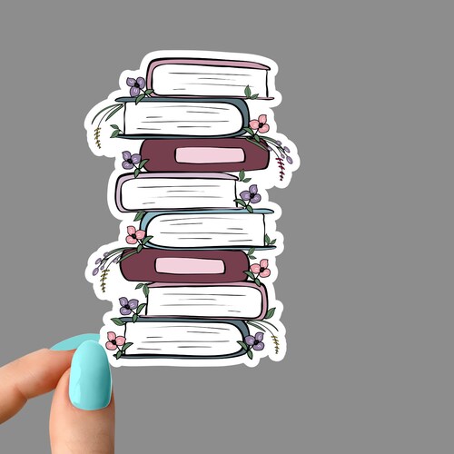 Stacked Books Flower 3 Stickers Funny Book Stickers Books - Etsy