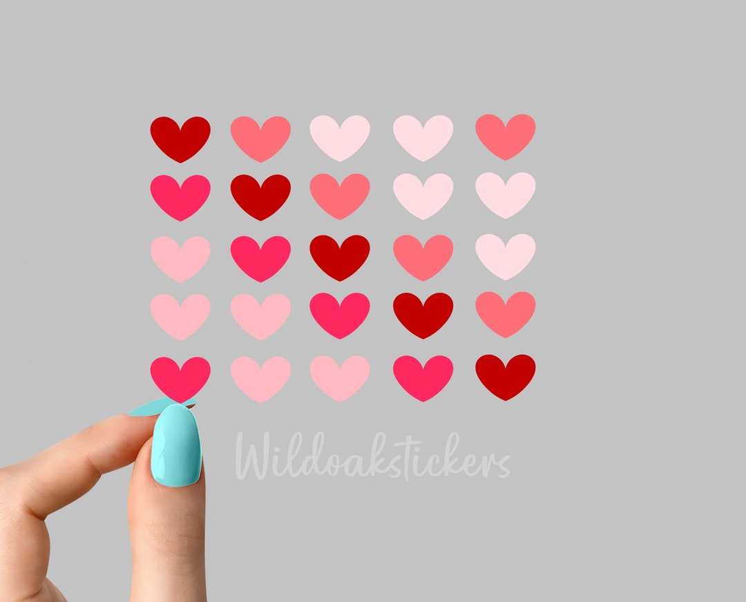 Valentines Day Mini Hearts Stickers, 25 Pieces Mini Valentines Day Set ...