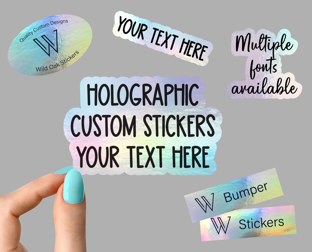 NEW Your Text Here Holographic Vinyl Stickers, Custom Logo Holographic ...