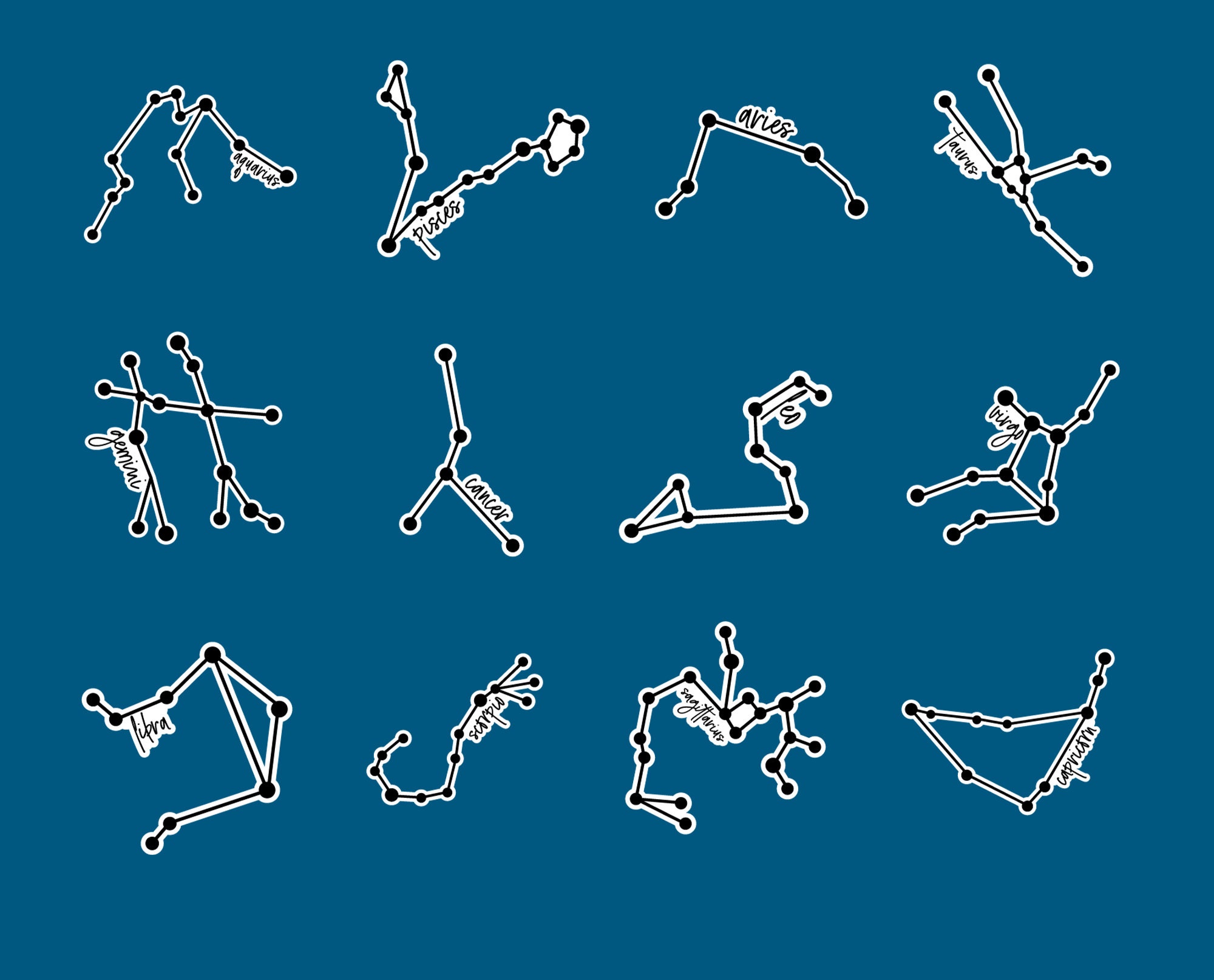 Zodiac stars stickers Astrology stickers Zodiac sign | Etsy