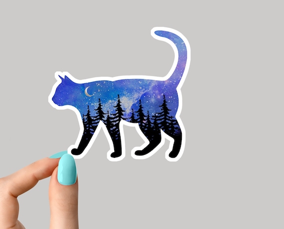Cat Galaxy Moon Sticker Cat Mom Sticker Funny Cat Mom - Etsy