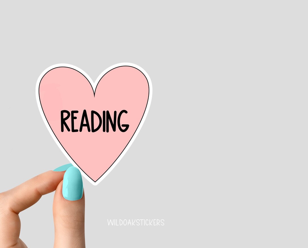 Pink Heart Reading Sticker, Funny Stickers, Motivation Laptop Decals ...