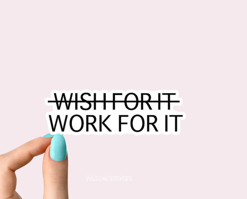 Wish for It Work for It Sticker, Motivational Workout Laptop Decals ...