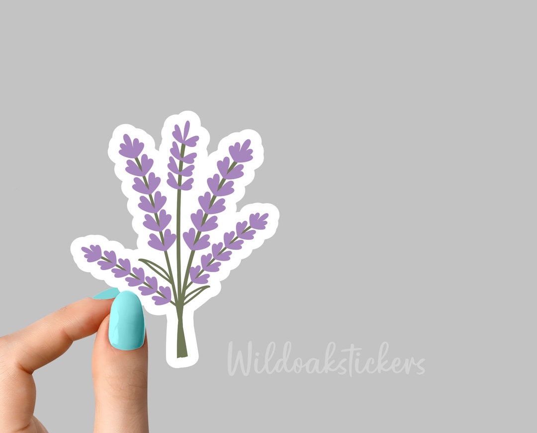 Lavender Flower Sticker, Cute Flower Stickers, Lavender Flower Decals ...