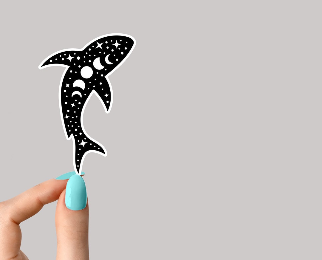 Celestial Moon Shark Stickers Shark Stickers, Shark Moon Stickers, Moon ...