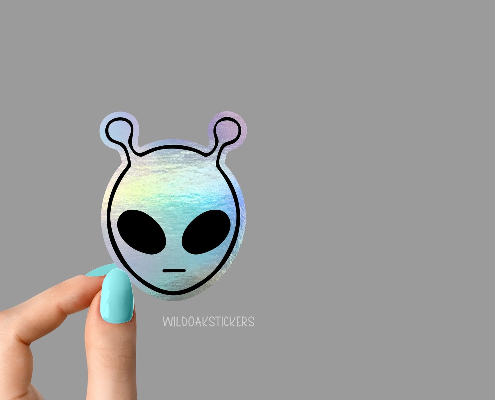 Alien Holographic Head Sticker, Alien Holographic Stickers, Funny Alien ...
