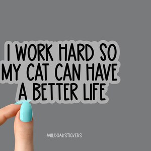 I Work Hard so My Cat Can Have a Better Life Sticker, Cat Mom Sticker ...