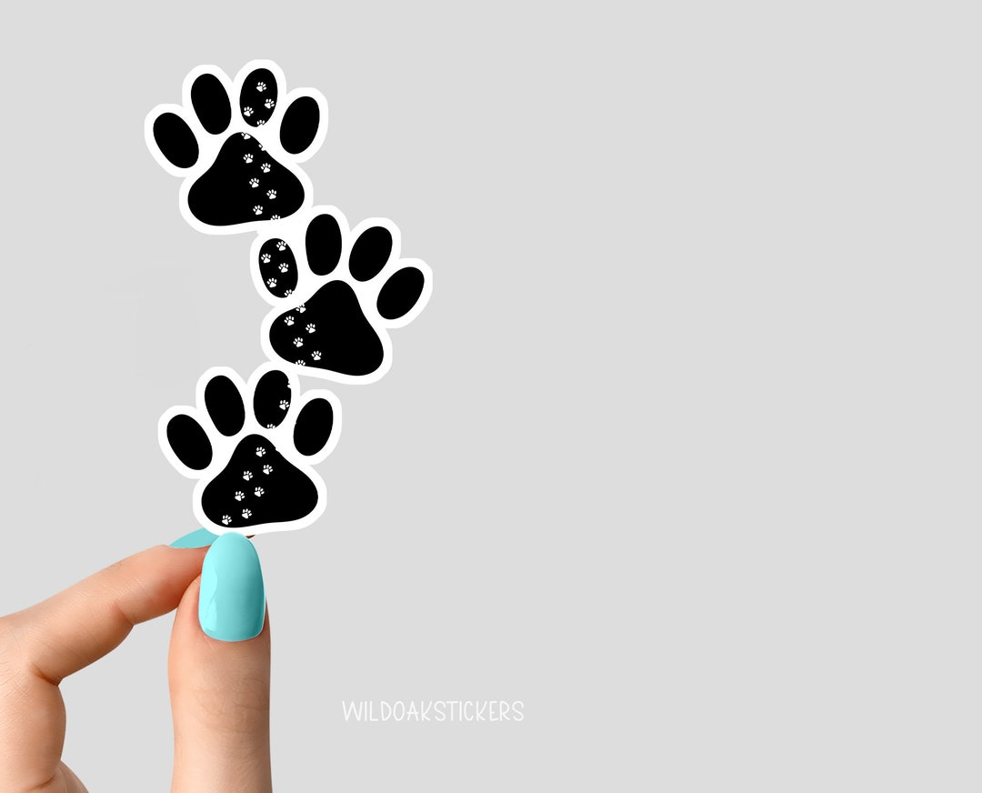 Mini Paws Dog Paw Print Sticker, Dog Laptop Sticker, Funny Stickers ...