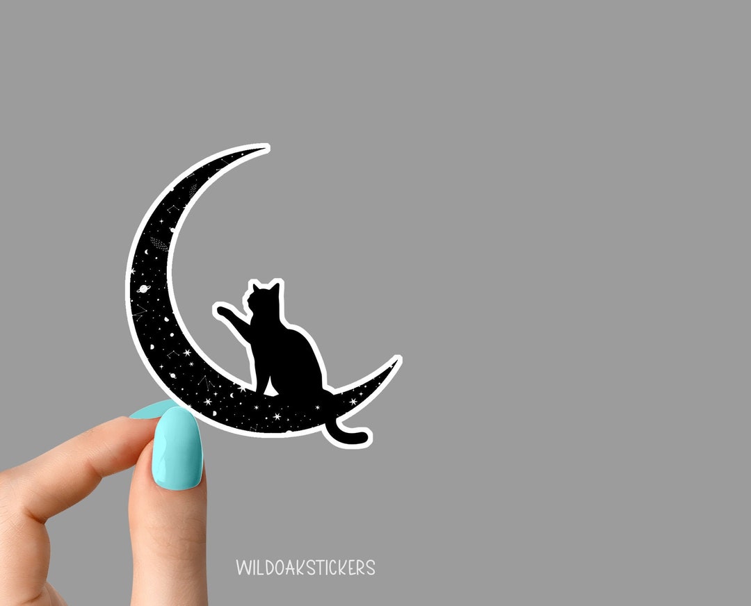 Cat Moon Sticker, Cat Mom Sticker, Funny Cat Mom Stickers, Cat Lover ...