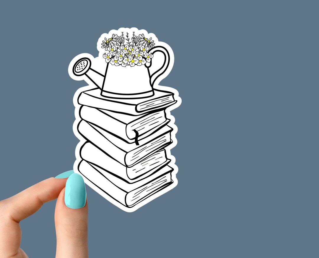 Water Can Flowered Books Sticker, Funny Book Stickers, Books Laptop ...