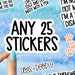 Any 25 Stickers Sticker Bundles Vinyl Stickers for Laptops | Etsy