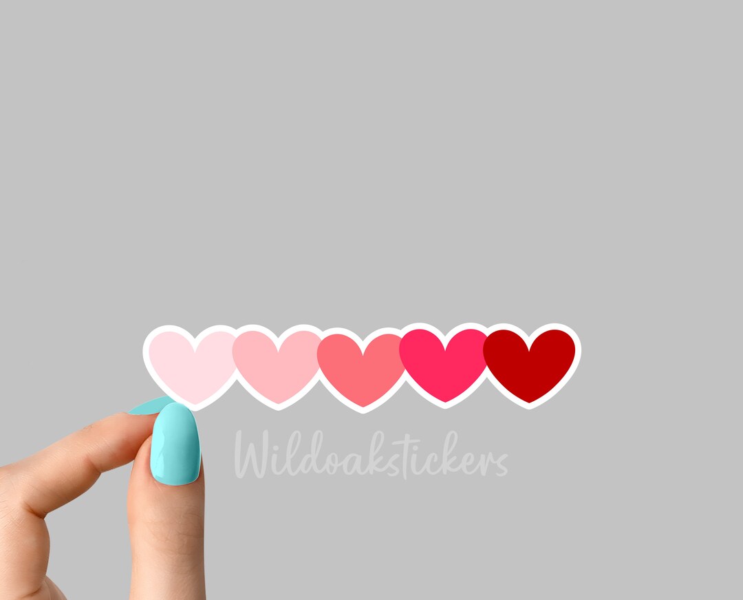 Valentines Day Pink Shade Hearts Stickers, Valentines Day Shade Hearts ...