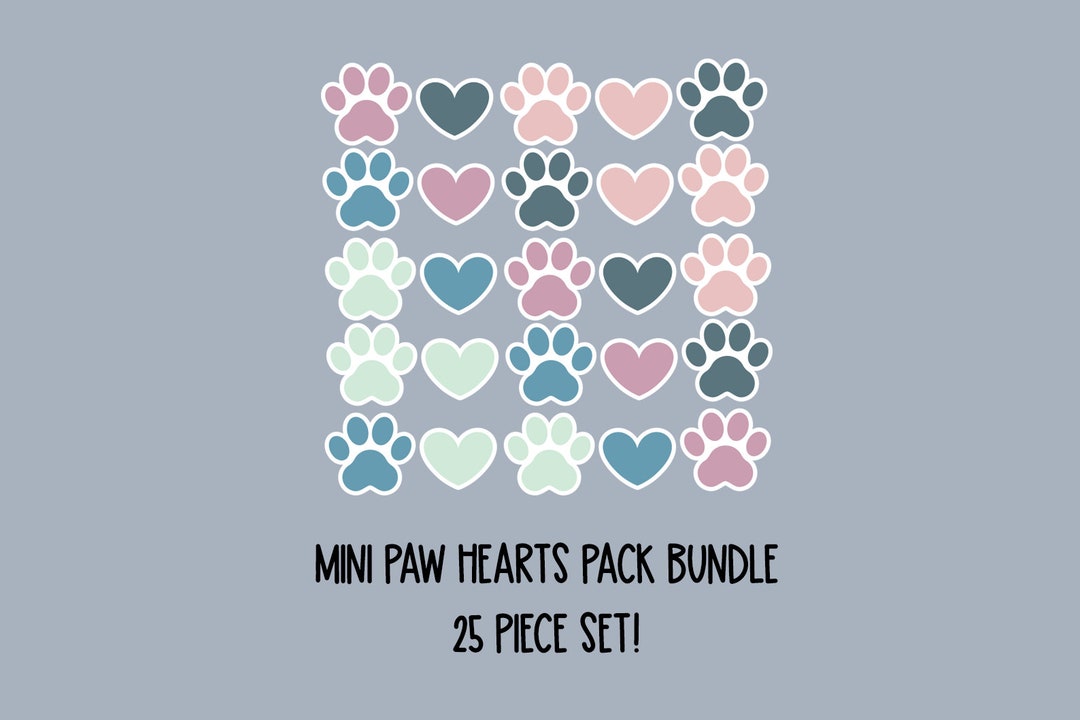 Mini Paws Dog Heart Pack Sticker Bundle, Dog Paws Stickers, Dog Laptop ...