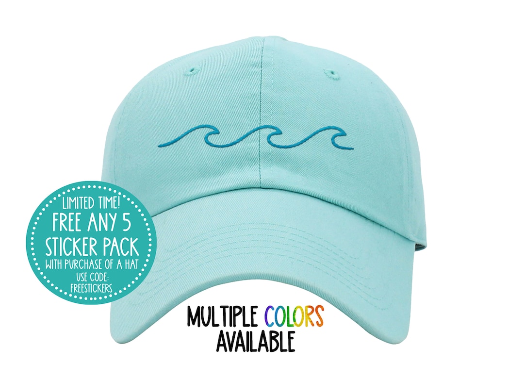 Wave Ocean Waves Personalized Embroidered Hat, Ocean Adjustable ...