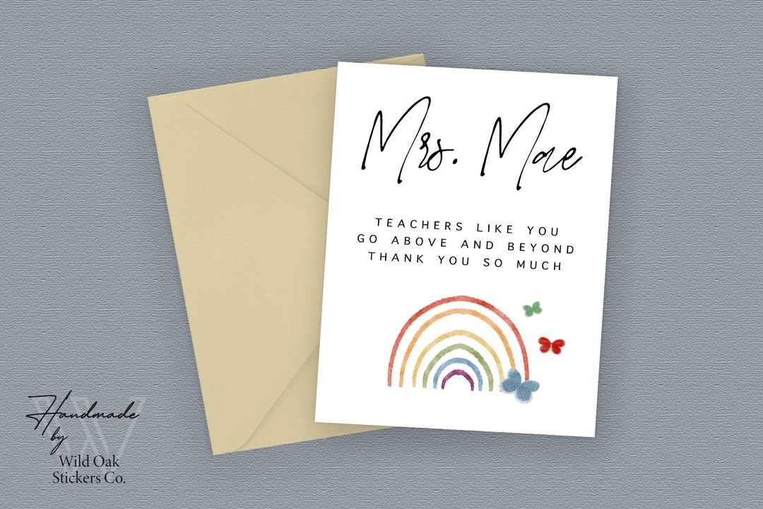 Rainbow Thank You Teacher Cards, Thank You Cards, Teacher Thank You ...
