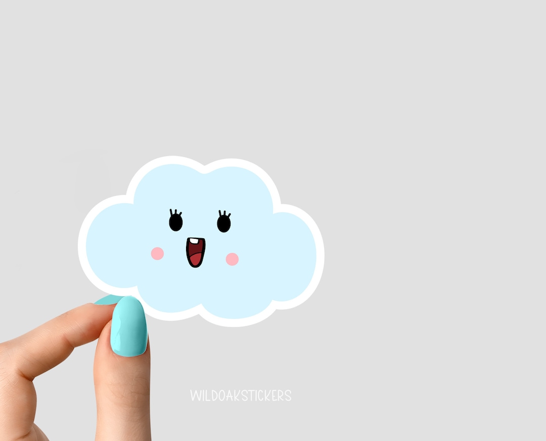 Blue Happy Cloud Stickers, Funny Cloud Stickers for Tumblers and Laptop ...