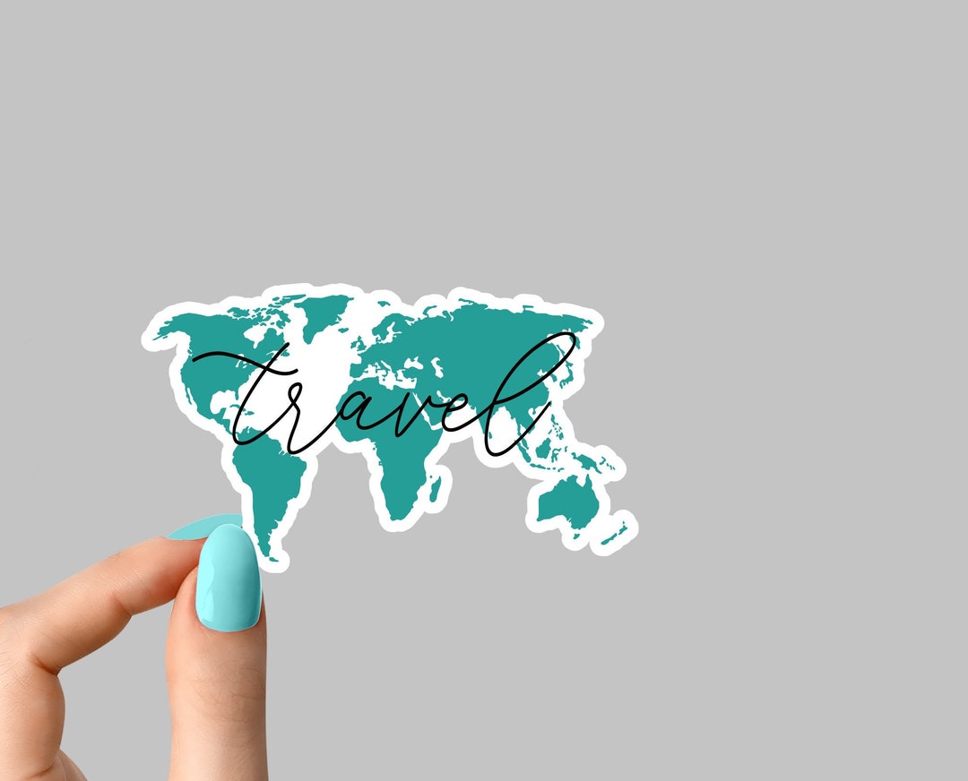 World Map Travel Stickers, Adventure Stickers, Mountain Camping Laptop ...