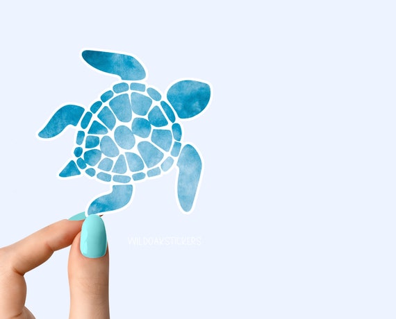 Blue Watercolor Turtle Stickers Turtle Watercolor Sticker | Etsy
