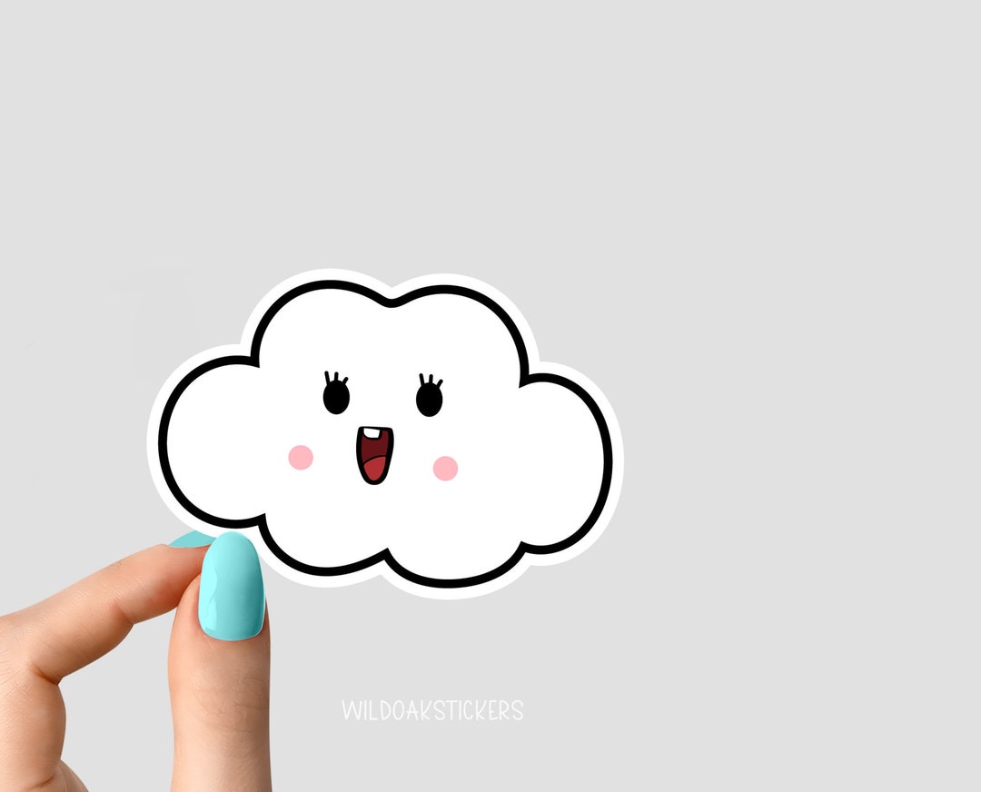 Blushing Happy Cloud Stickers, Funny Cloud Stickers for Tumblers and ...