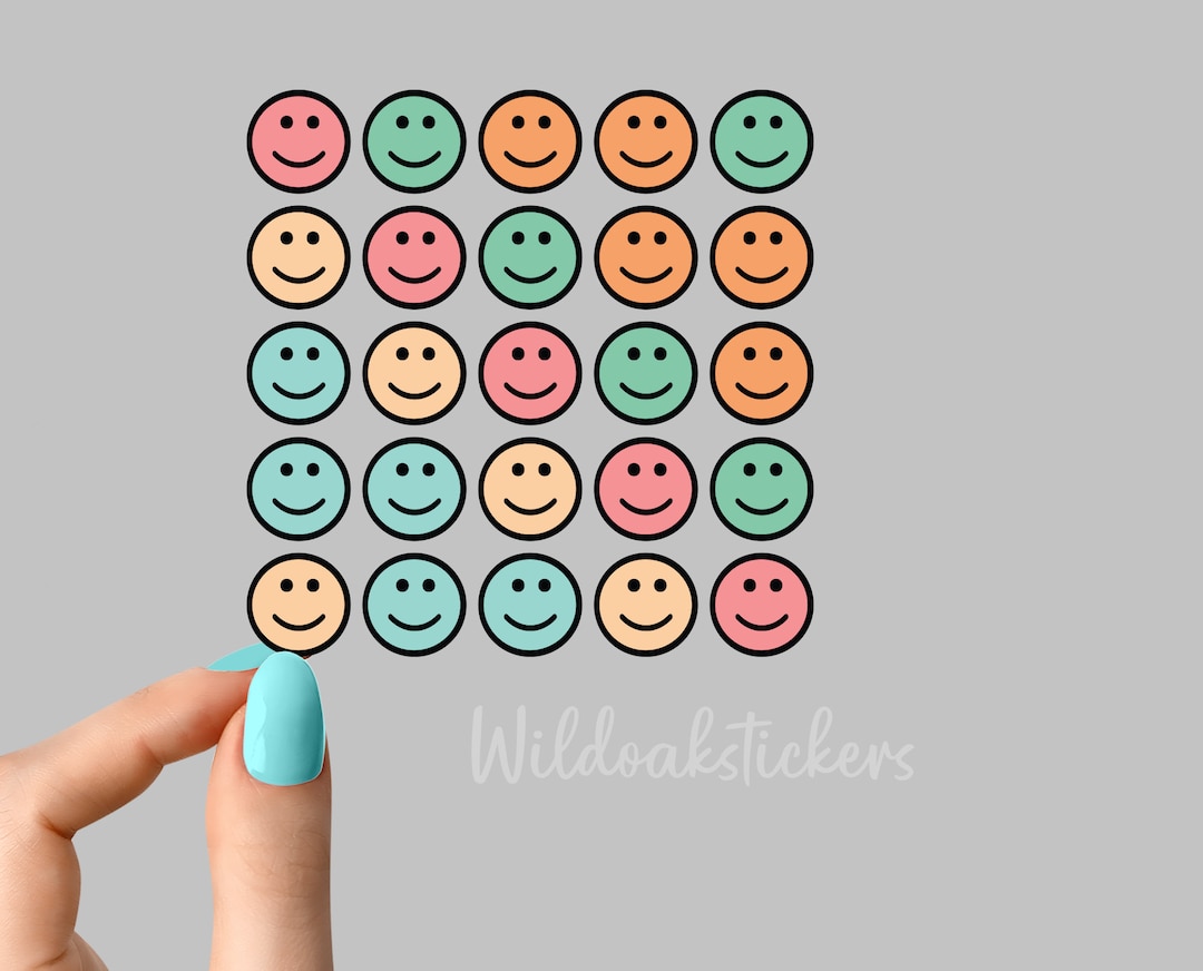 Smiley Face Colorful Stickers, 25 Pieces Mini Smiles Set, Retro Smiley ...