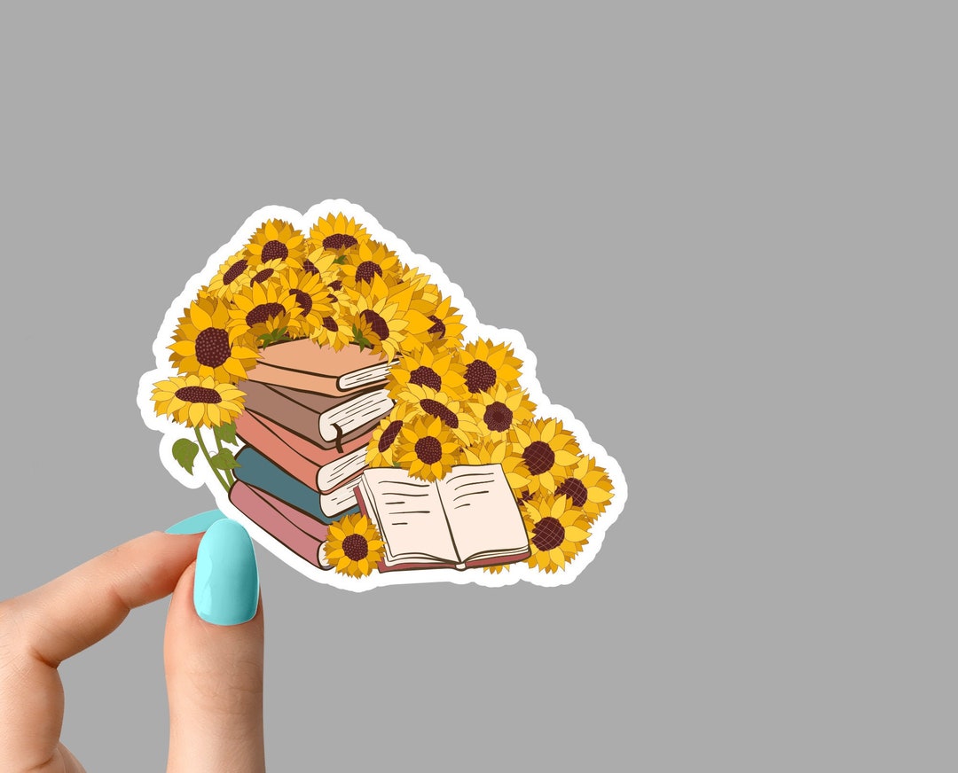 Sunflower Book Sticker, Funny Book Stickers, Books Laptop Decals ...