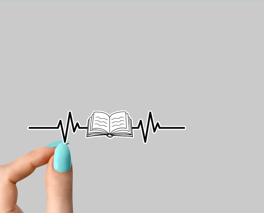 Book Heartbeat Sticker, Funny Reading Stickers, Reading Stickers for ...