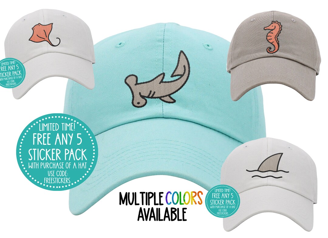 Summer Ocean Seahorse Hat Personalized Shark Embroidered Hat, Ocean ...