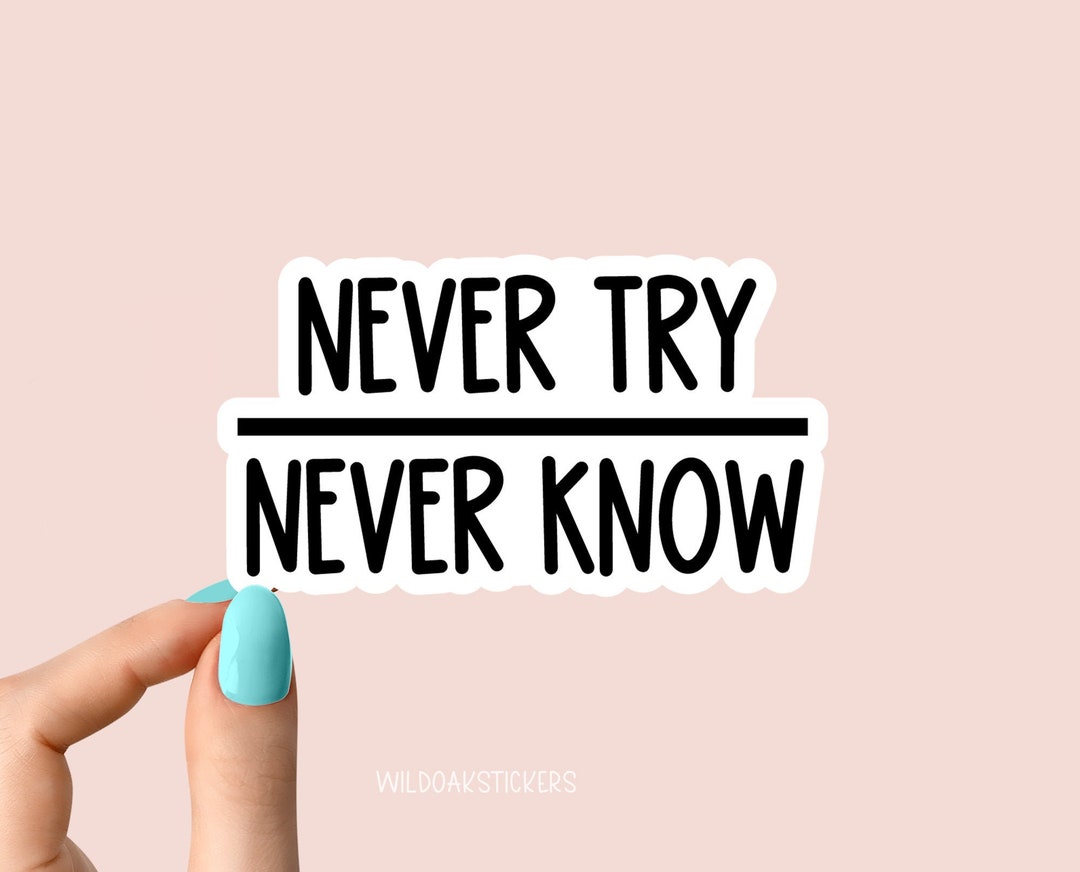 Never Try Never Know Sticker, Funny Sticker, Motivational Laptop Decals ...