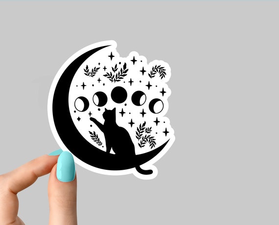 Cat Moon Phases Sticker Cat Sticker Moon Sticker Cat Mom - Etsy