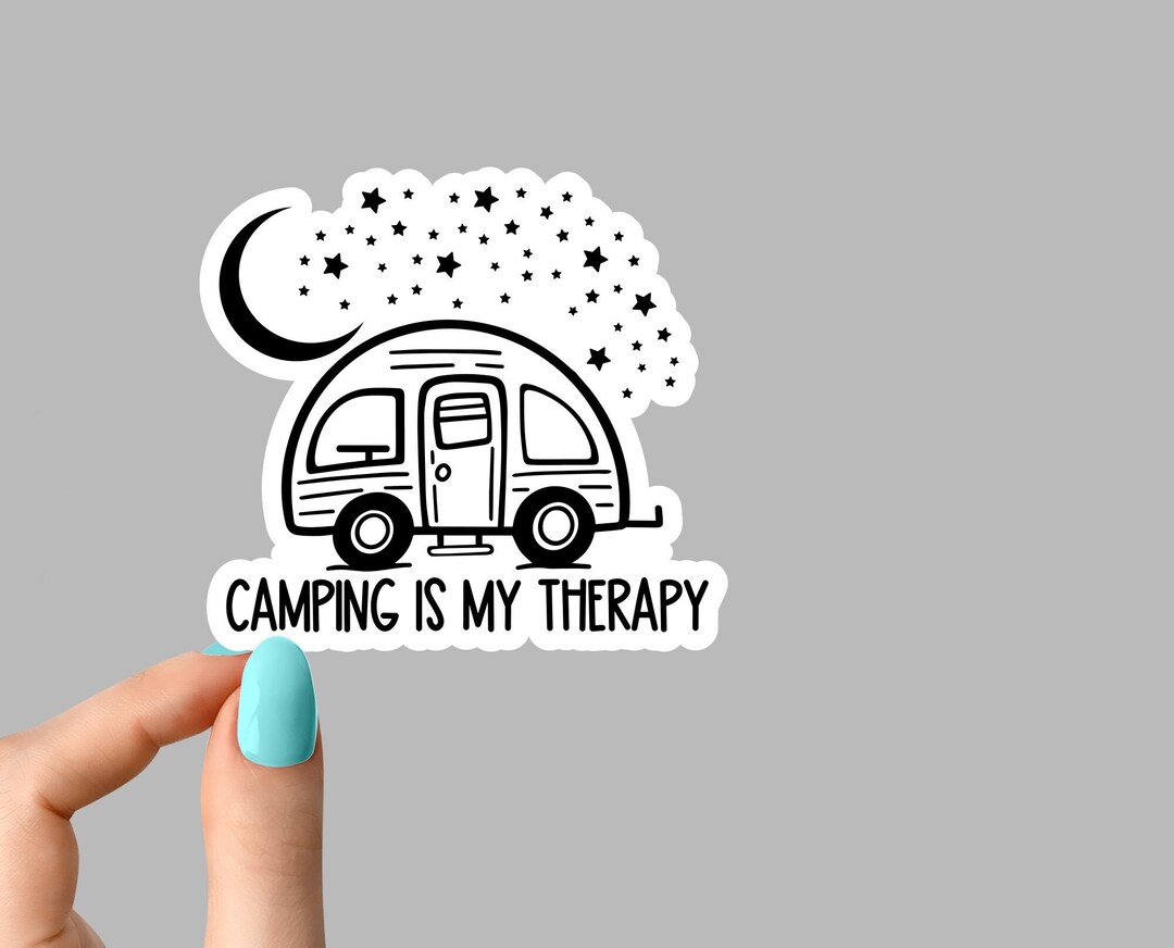Camping Therapy Stickers, Camping Stickers, Mountain Camping Laptop ...