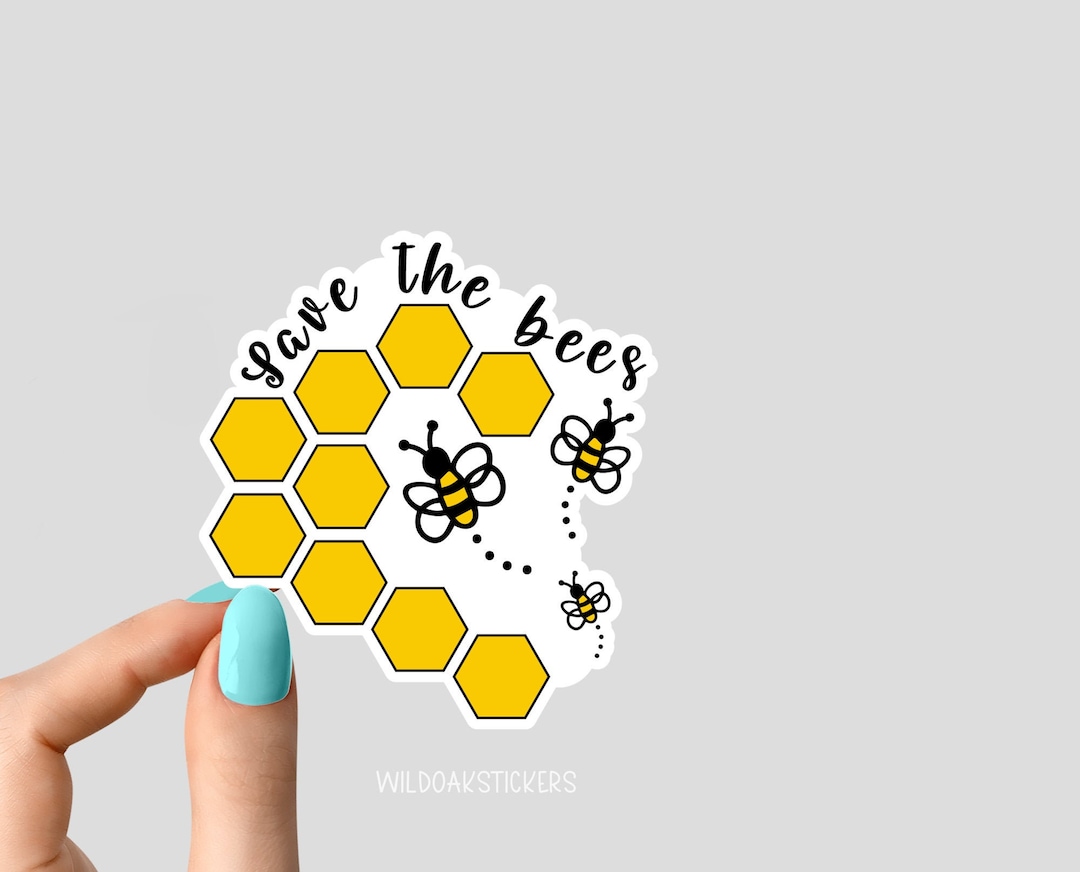 Honeycomb Save the Bees Stickers, Bees Sticker, Animal Laptop Decals ...