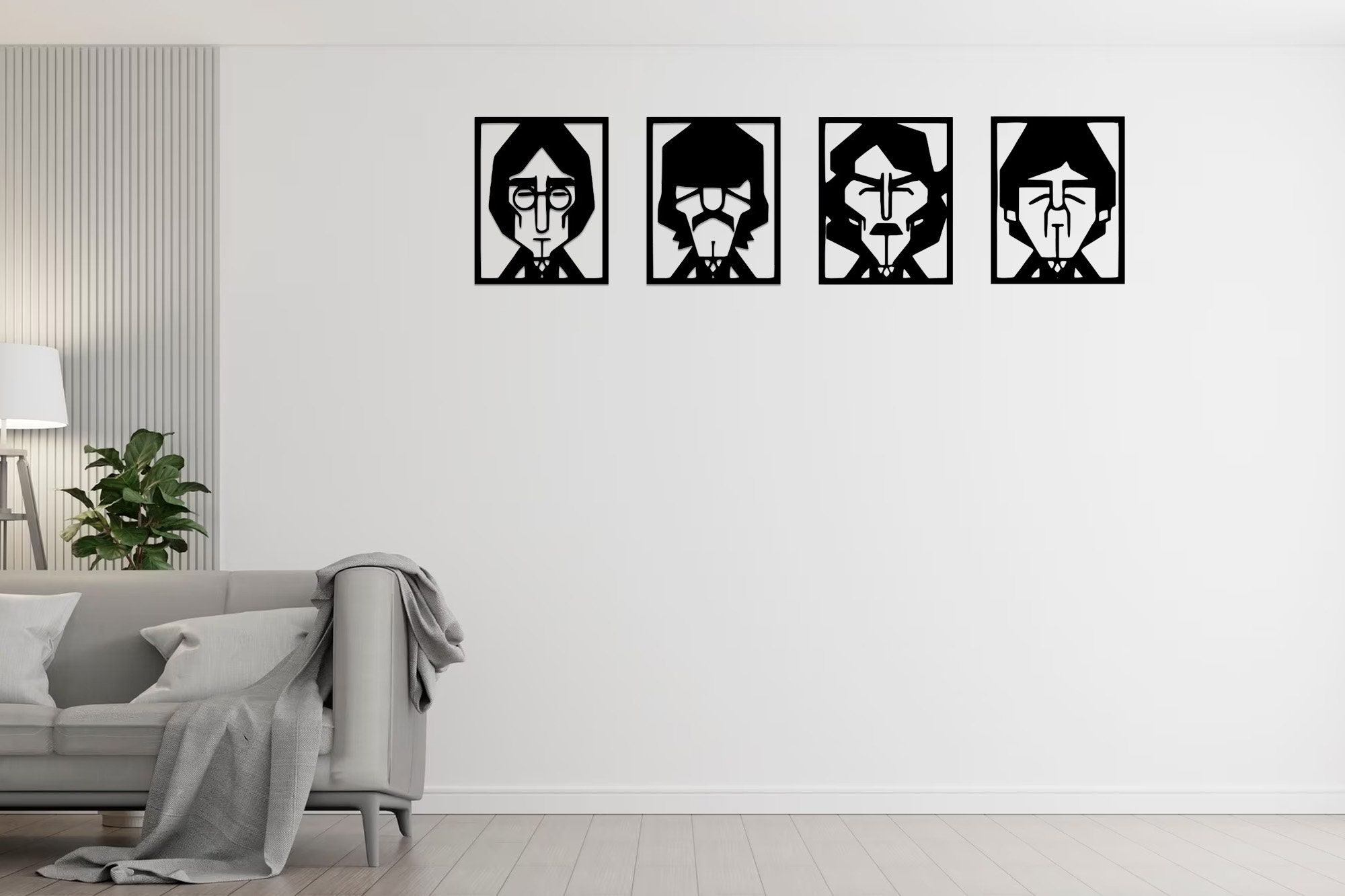 Metal Wall Art, the Beatles Portraits Metal Poster, Modern Band Line ...