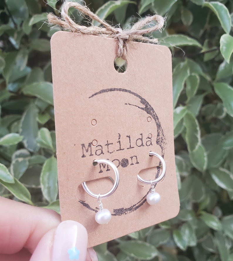 Freshwater Pearl Drop Earring Hoops, Small Sterling Silver Pearl Hoops ...