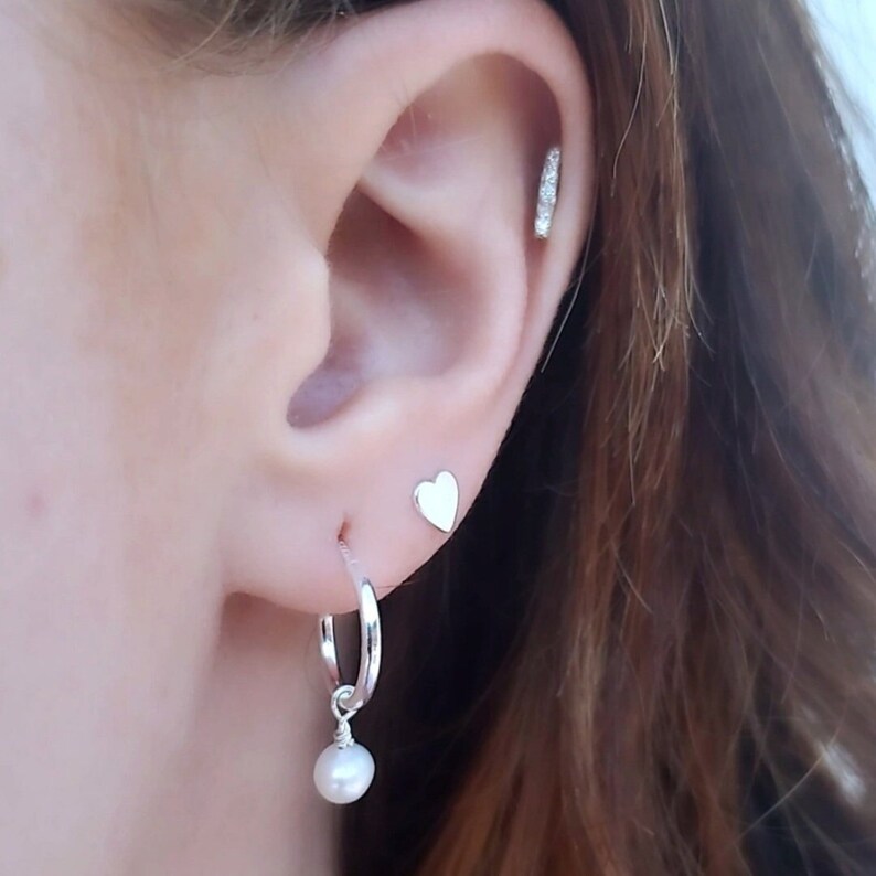 Freshwater Pearl Drop Earring Hoops, Small Sterling Silver Pearl Hoops ...
