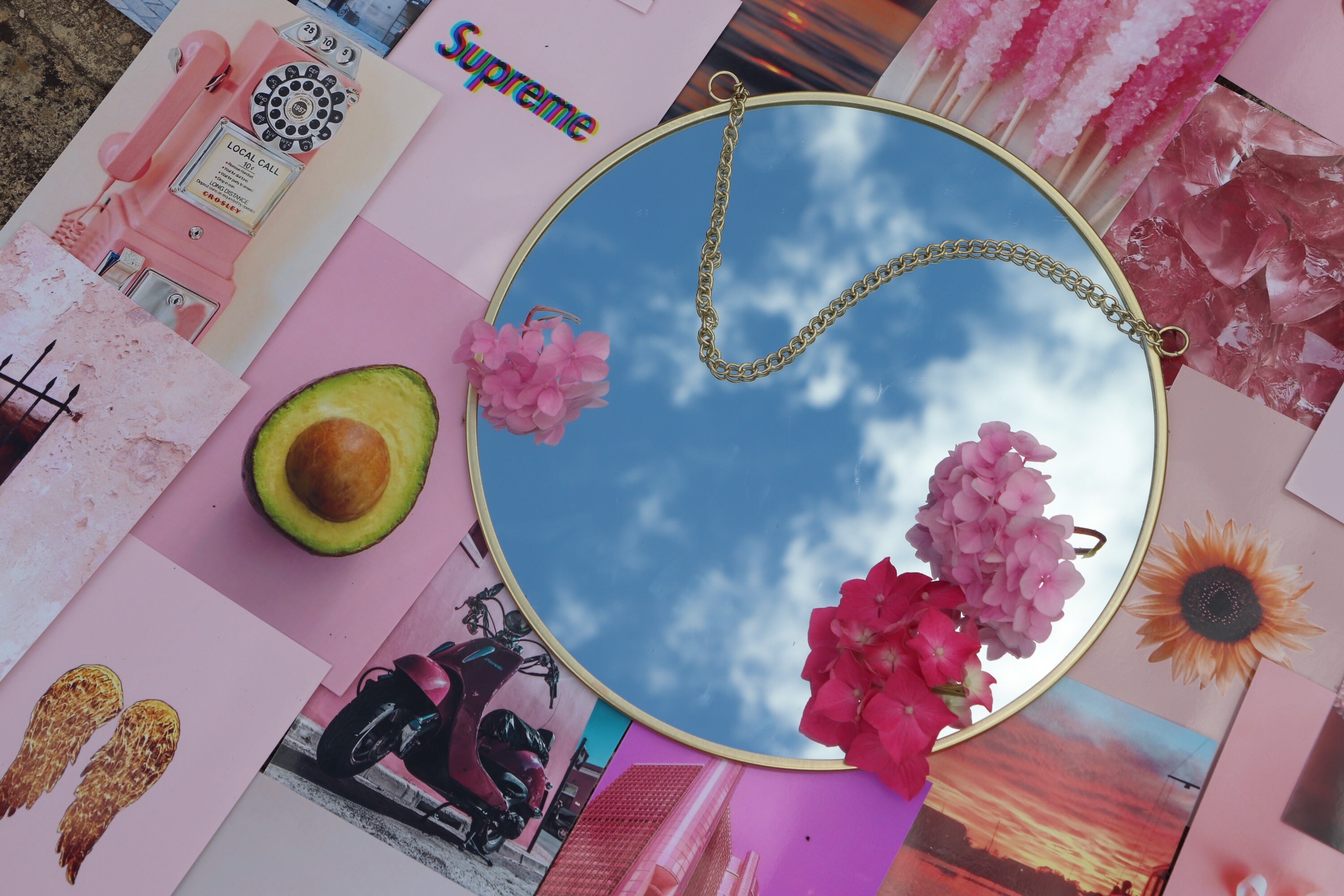 Aesthetic pink photo wall collage kit mirror not included | Etsy
