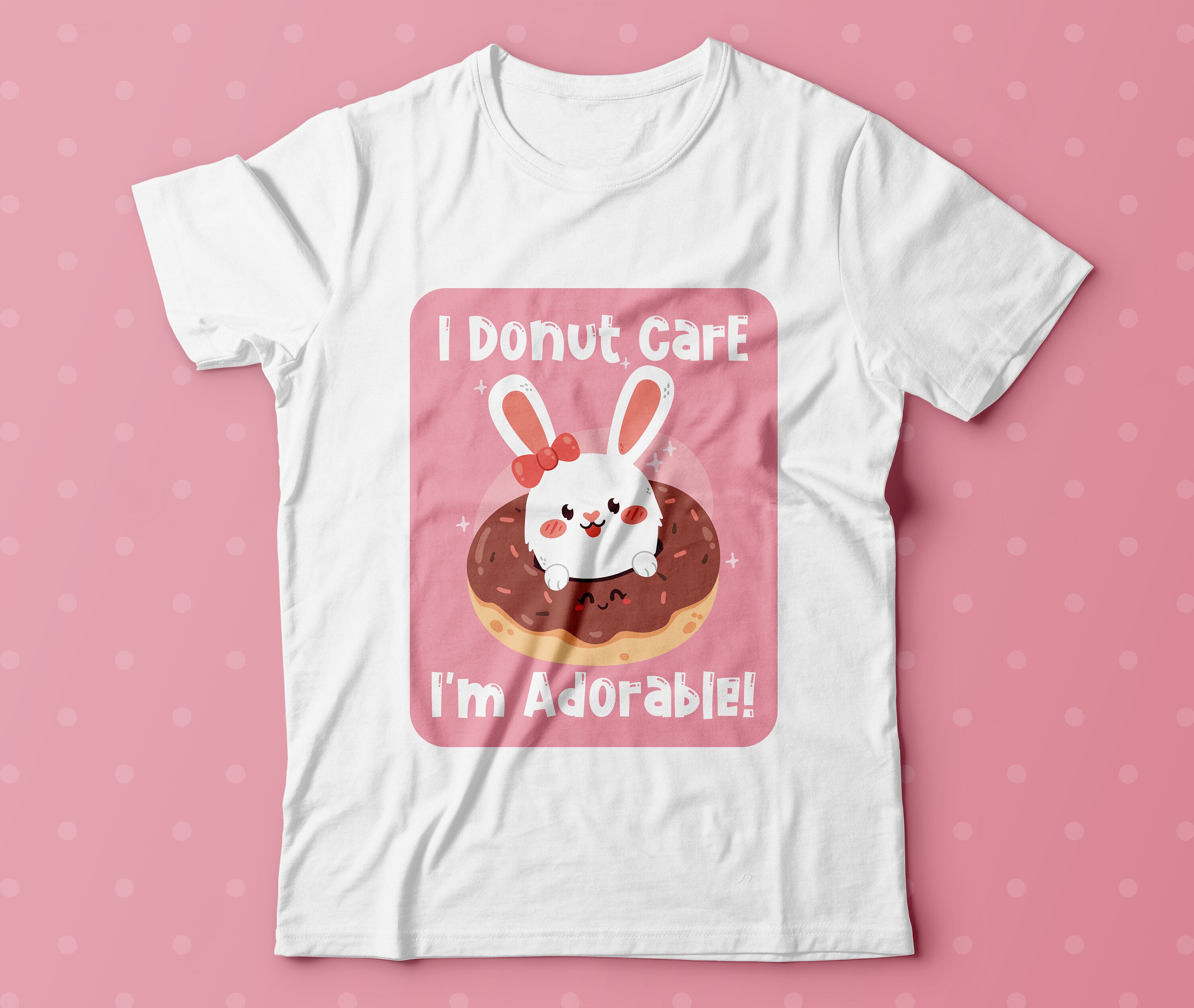 Cute Bunny in a Donut Shirt Iron on Transfer, Cute Bunny Shirt for Girl ...
