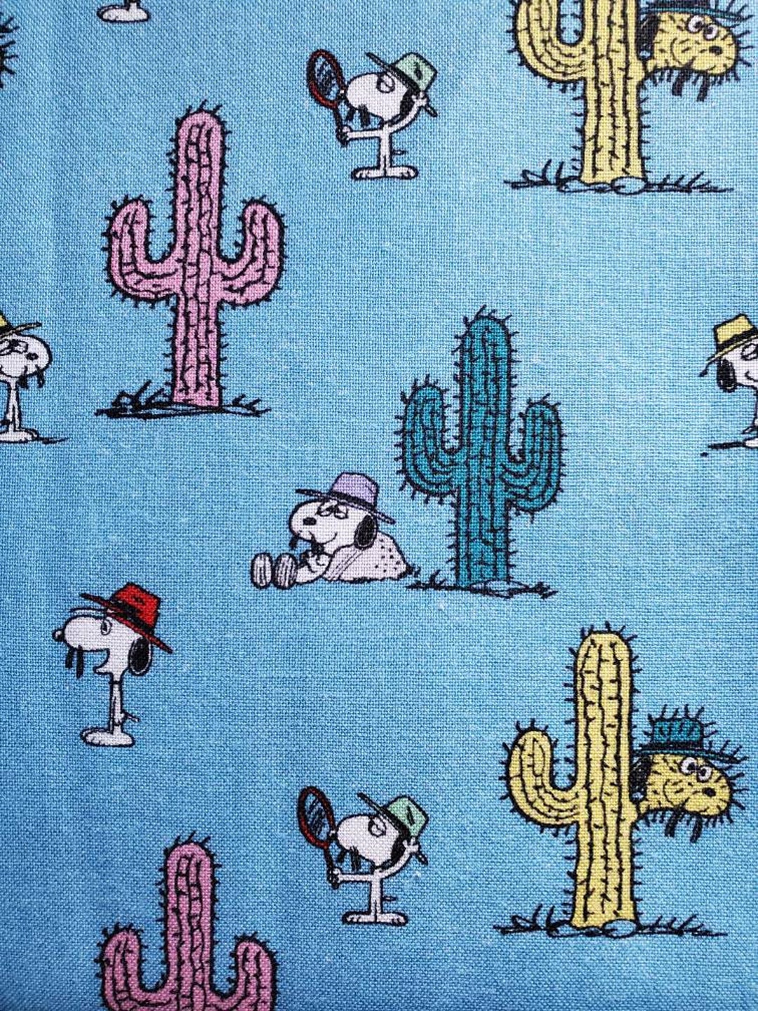 Snoopy and Cacti by Springs Creative Cotton Fabric. Pink, Yellow, and ...