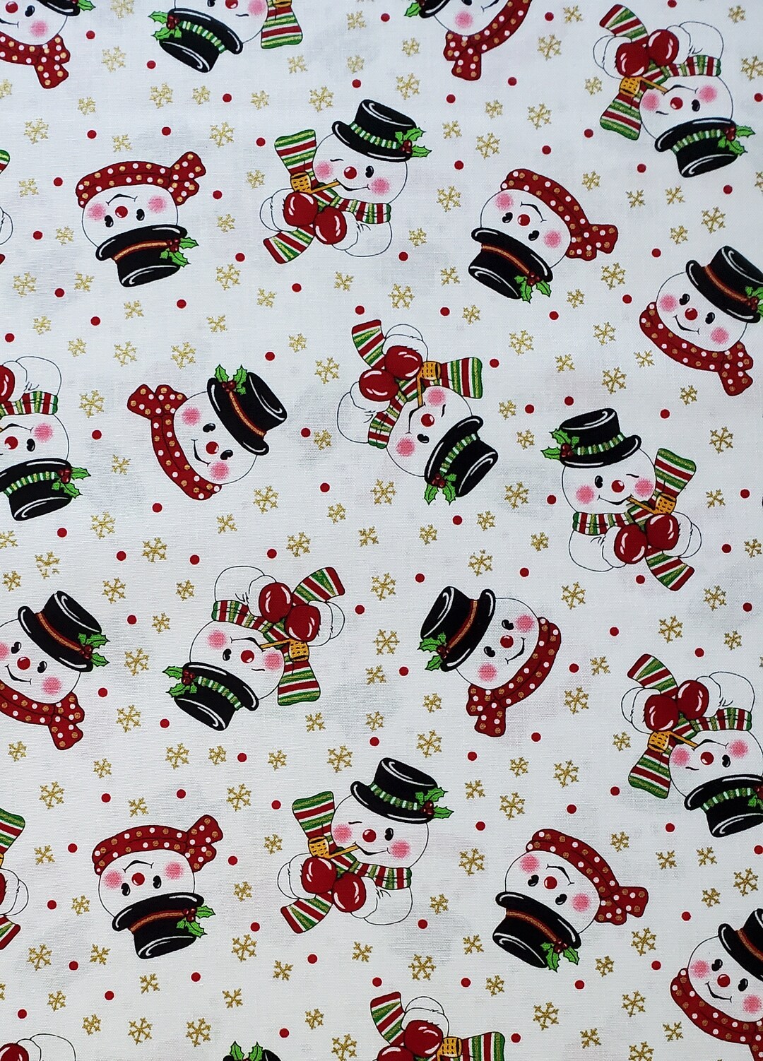 Corn Cob Snowmen. Michael Miller Cotton Fabric. Vintage Snowman Faces ...