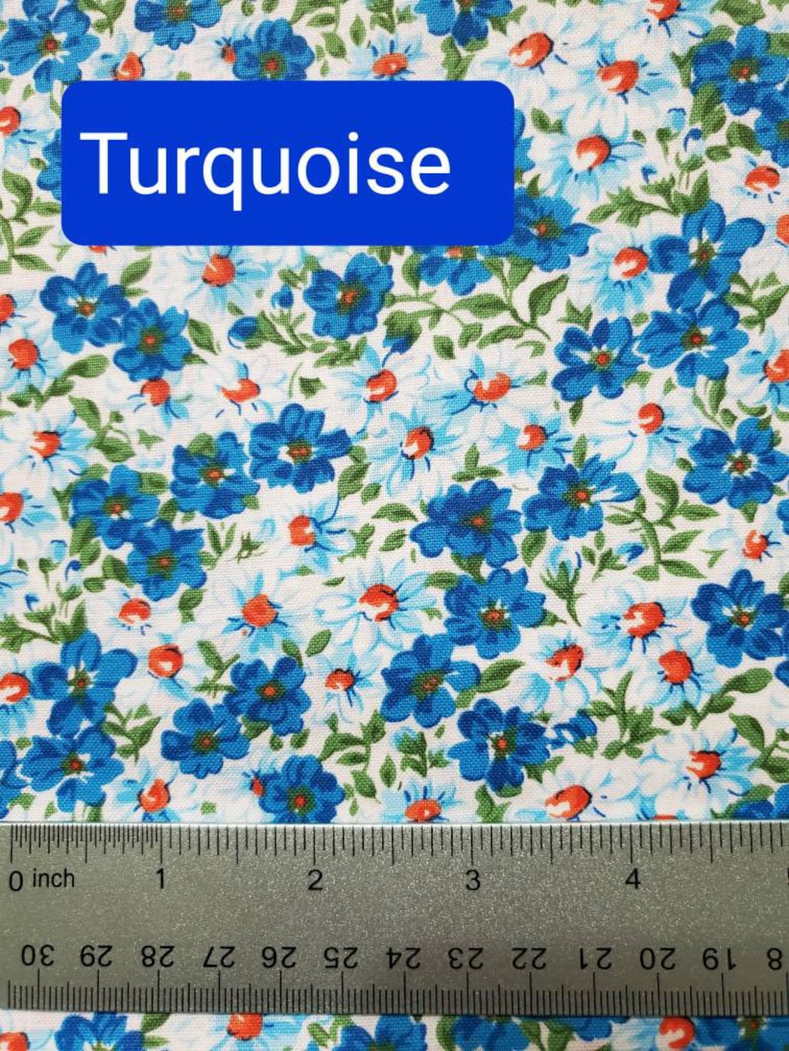 Flower Patch Cotton Fabric. 9 Colors Available. Pinks, Blues, Red ...