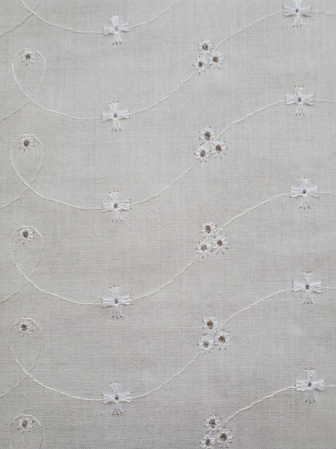 White Eyelet Fabric. Cotton. Repeating Design Pattern Throughout. by ...