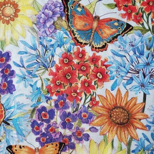 Rainbow Floral Delight. Cotton Fabric by Susan Winget. Butterflies and ...