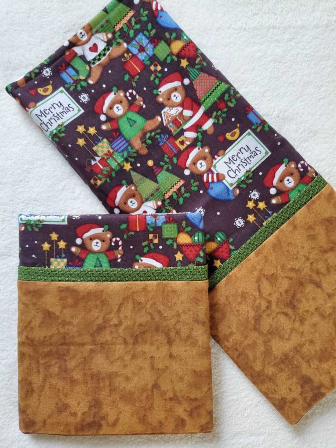 Teddy Time Christmas. Brown Teddies With Gifts, Calico Trees, and ...