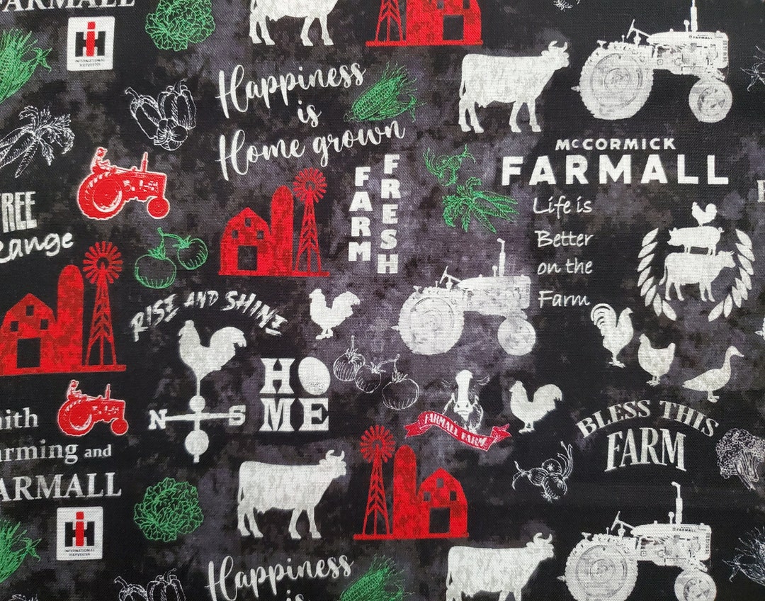 Farmall Farm to Table. Cotton Fabric by Fabrique Innovations. Tractors ...