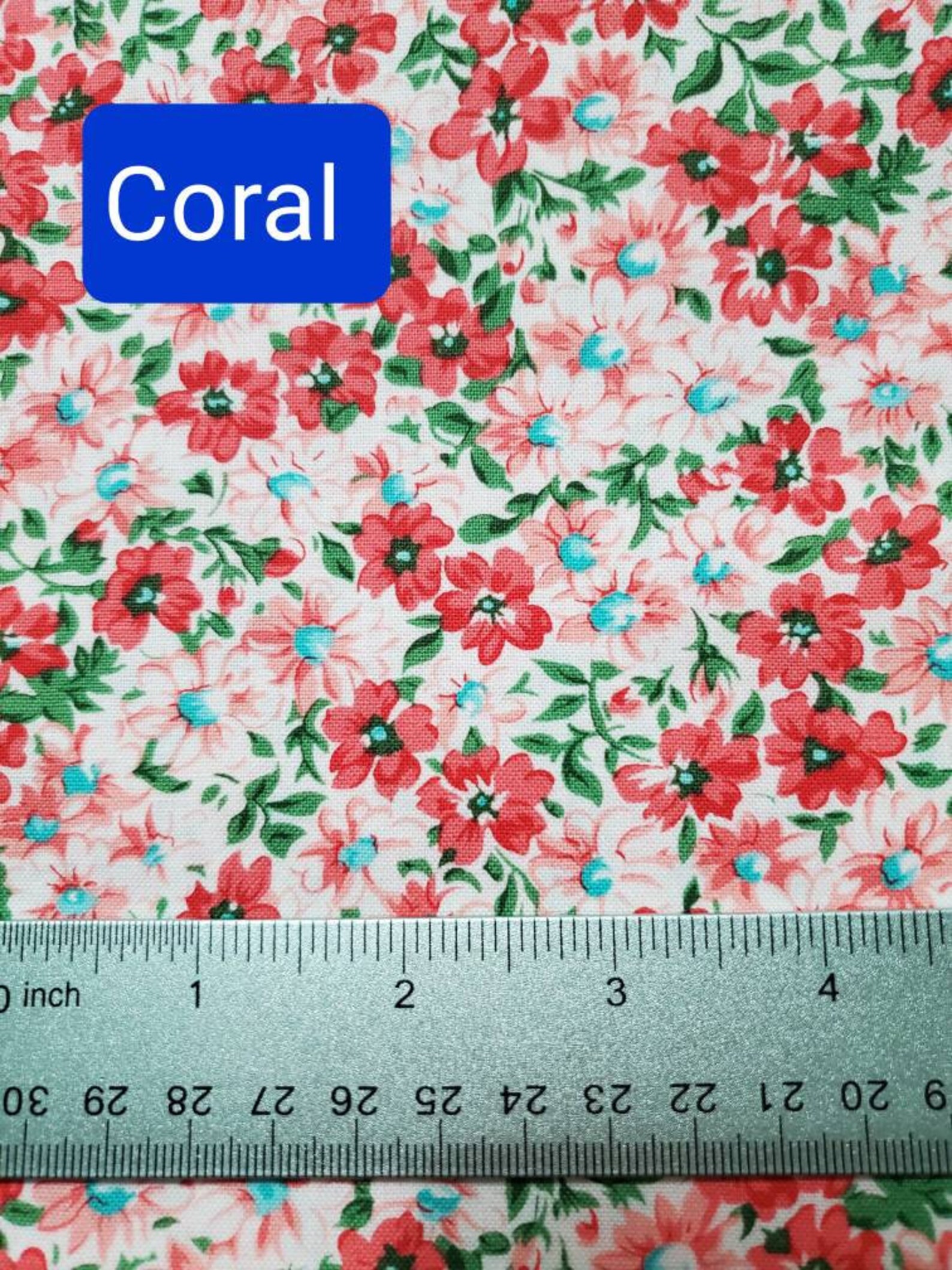 Flower Patch Cotton Fabric. 9 Colors Available. Pinks, Blues, Red ...