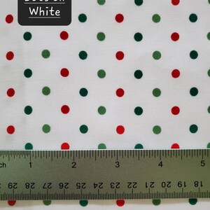 Polka-dot Christmas Mixer, 100% Cotton Fabric. Green and Red Dots on White. by the Half Yard, 18 ...