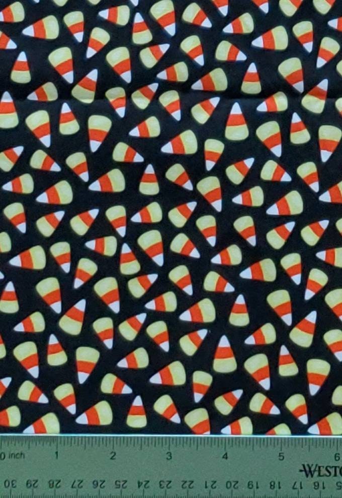 Halloween Candy Corn on Black Background Cotton Fabric by - Etsy