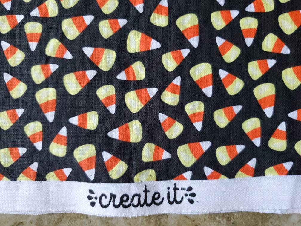 Halloween Candy Corn on Black Background Cotton Fabric by - Etsy